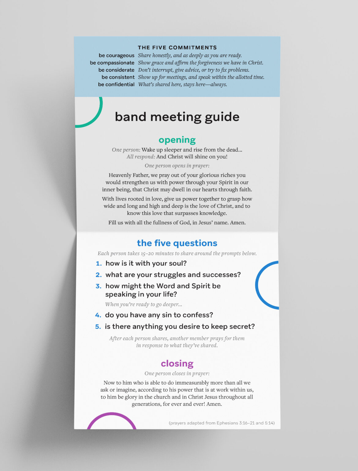 Discipleship Bands Meeting Card – My Seedbed